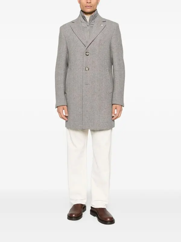MANUEL RITZ Wool Coat With Herringbone Pattern