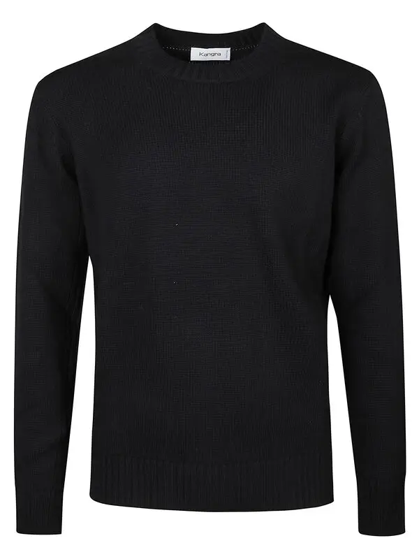 KANGRA Fine Wool Round Neck Sweater - Black