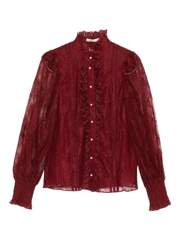 Alice + Olivia Eugenia Embroidered Lace Blouse