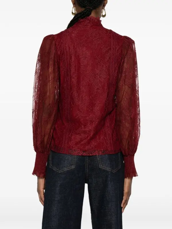 Alice + Olivia Eugenia Embroidered Lace Blouse