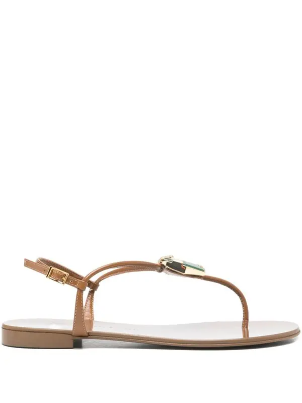 GIUSEPPE ZANOTTI Atlantide Thong Sandals With Embellishment - Brown
