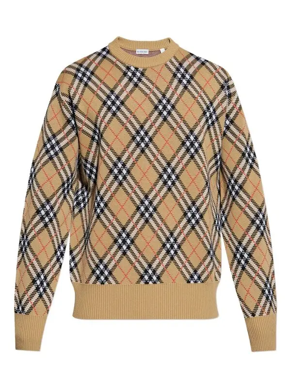 Burberry Checked Argyle Sweater - Beige