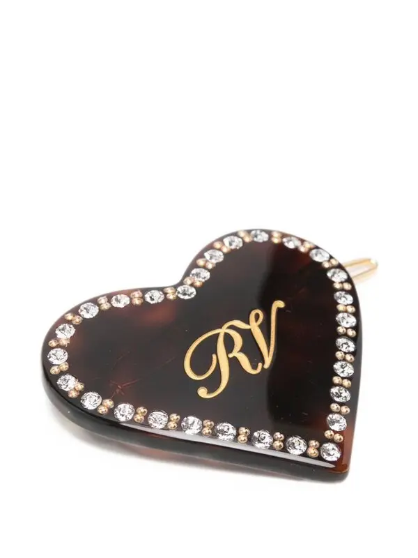 ROGER VIVIER Heart Hair Clip With Embellishments - Brown