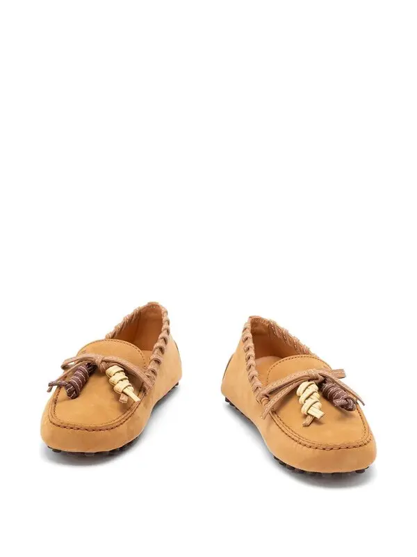 TOD'S Gommino Suede Leather Loafers With Braided Trim