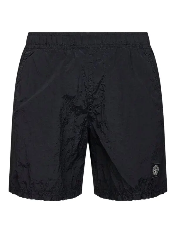Stone Island Logo Swim Shorts - Black