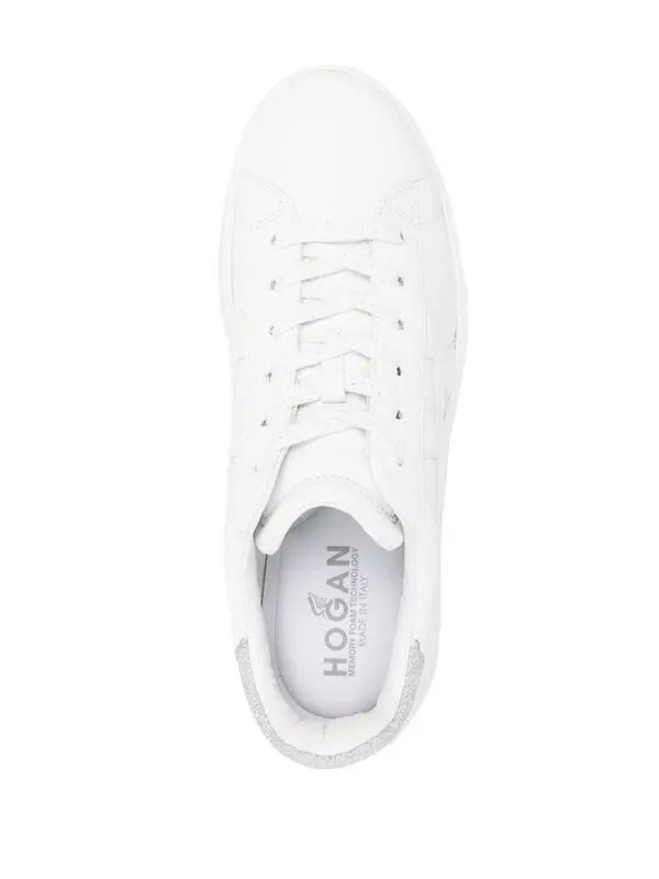 Hogan Rebel Leather Sneakers With Metallic Accents - White
