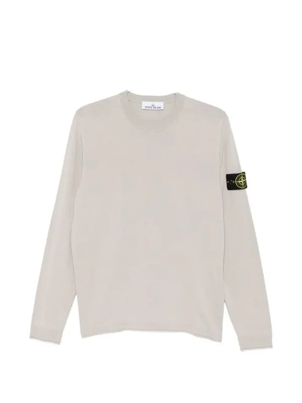 Stone Island Cotton Crewneck Sweater With Logo Patch - Grey