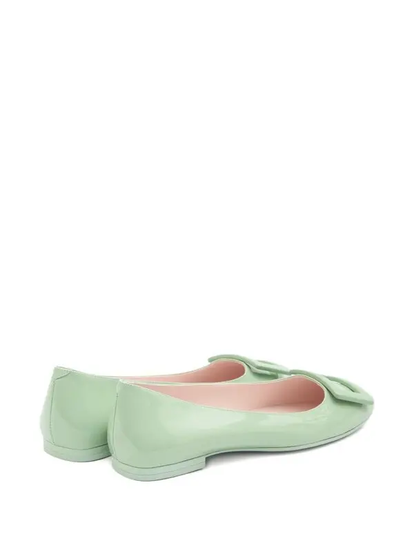 ROGER VIVIER Gommettine Leather Ballet Flats With Buckle Detail - Green
