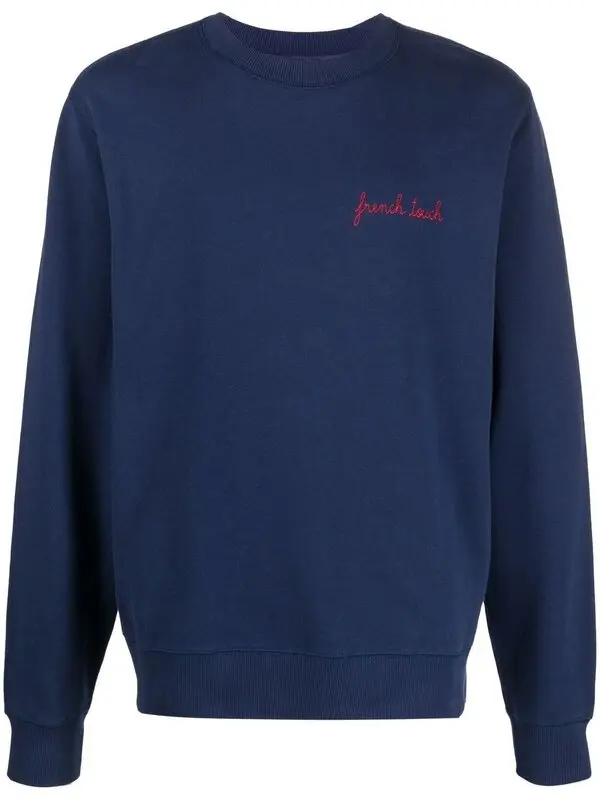 Maison Labiche Organic Cotton Embroidered Slogan Crew Neck Sweatshirt