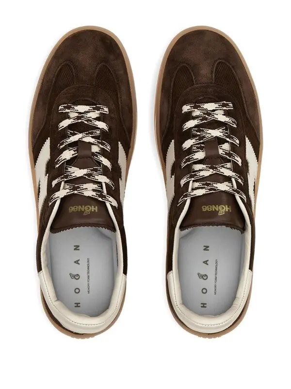 Hogan Cool Leather Sneakers With Textured Detail And Logo Appliqu