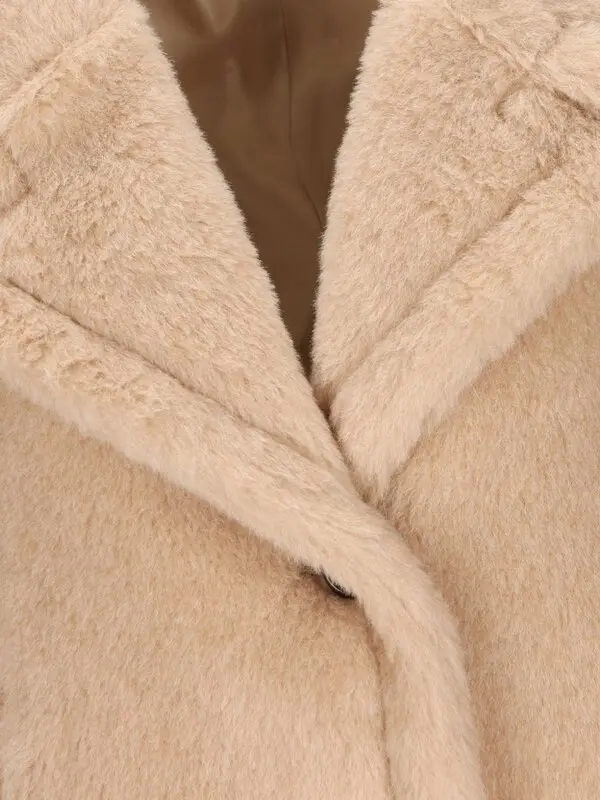 Max Mara Wool Cape With Lapel Collar And Short Sleeves - Beige