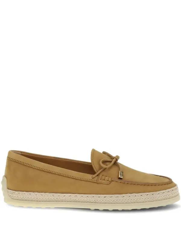TOD'S Suede Leather Loafers With Bow Detailing