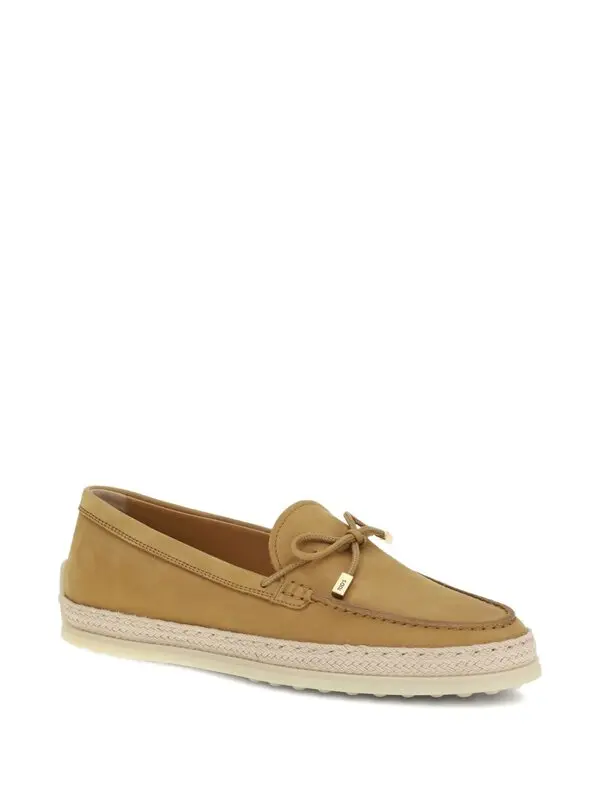 TOD'S Suede Leather Loafers With Bow Detailing