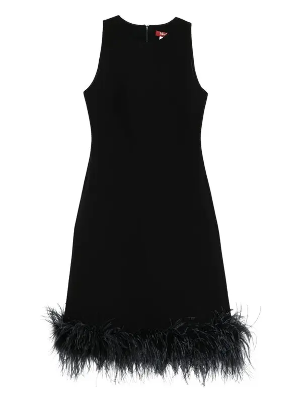 Max Mara Sleeveless Feather Hem Dress