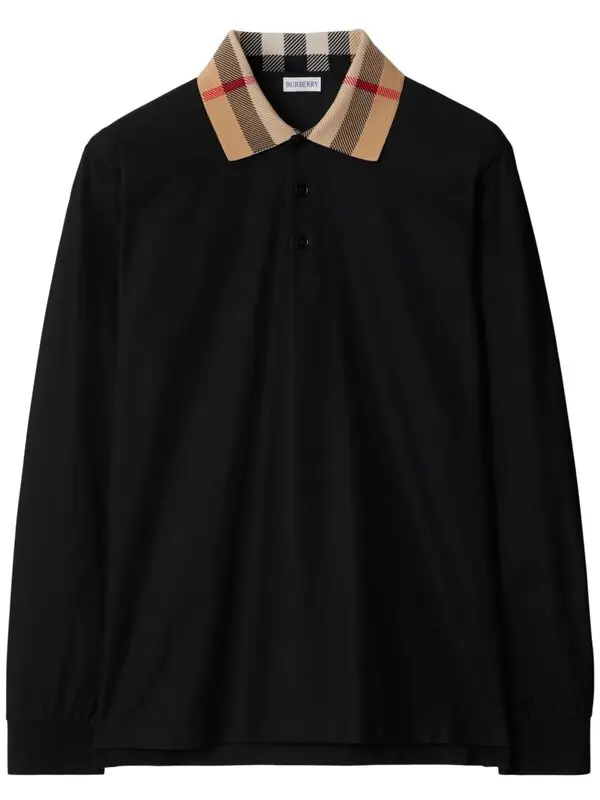 Burberry Check Collar Cotton Polo Shirt