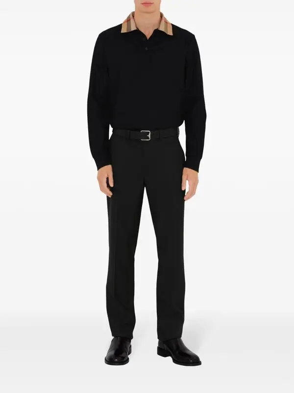 Burberry Check Collar Cotton Polo Shirt
