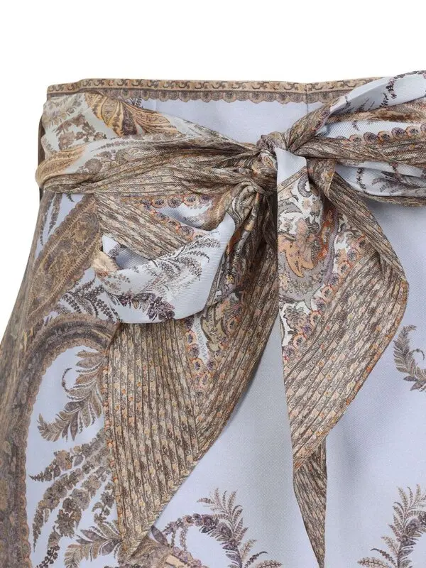 Zimmermann Silk And Cotton Printed Belted Shorts