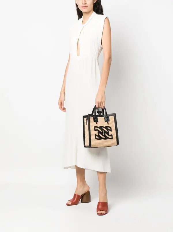 Casadei Beau Rivage Woven Shopper Bag