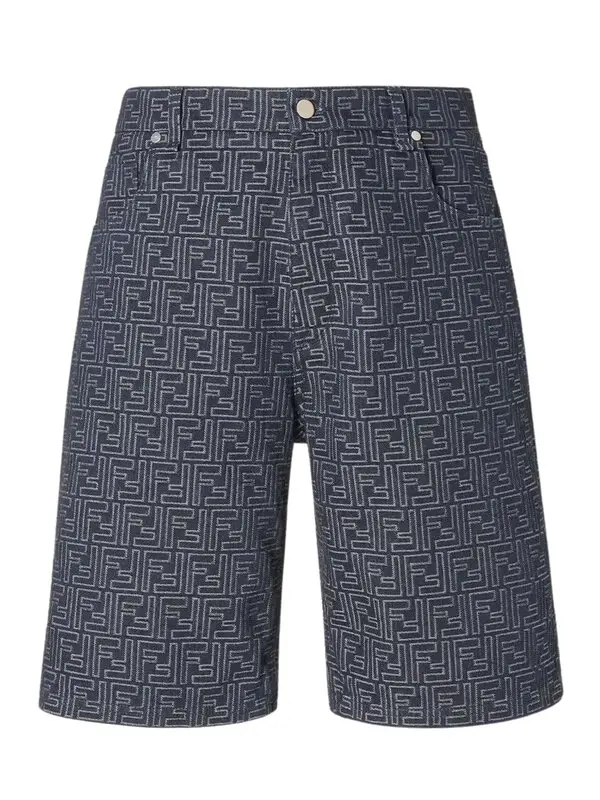 Fendi Monogrammed Denim Bermuda Shorts