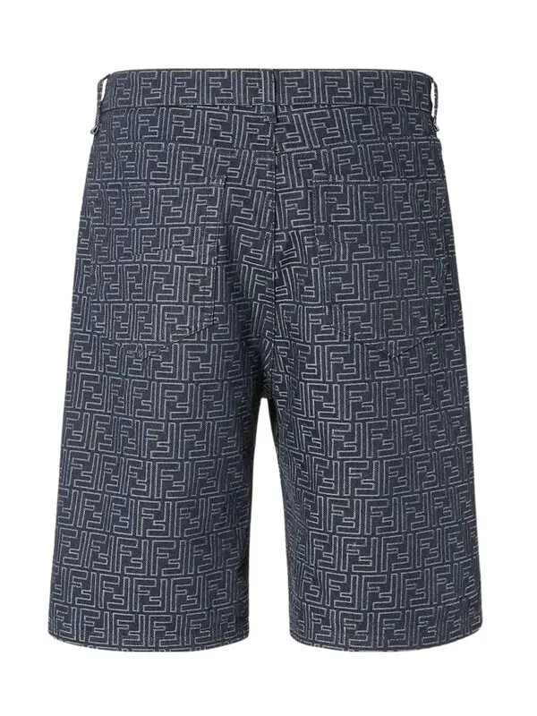 Fendi Monogrammed Denim Bermuda Shorts