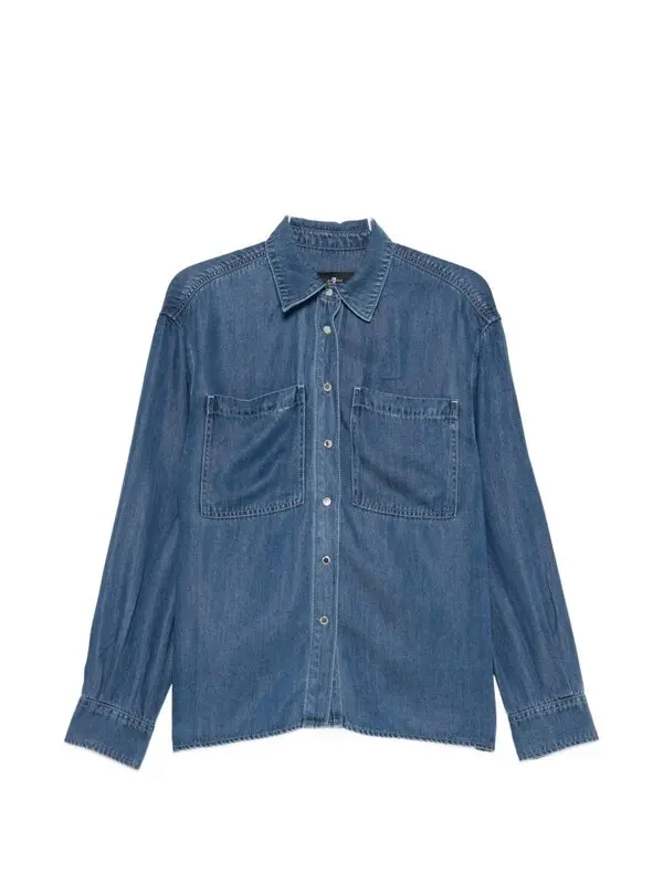 7 For All Mankind Long Sleeve Denim Shirt With Patched Pockets