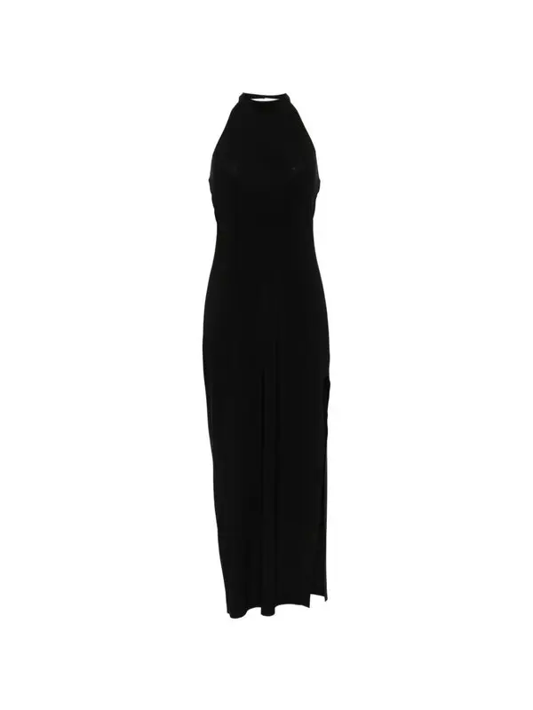 Norma Kamali Side Slit Halterneck Maxi Dress