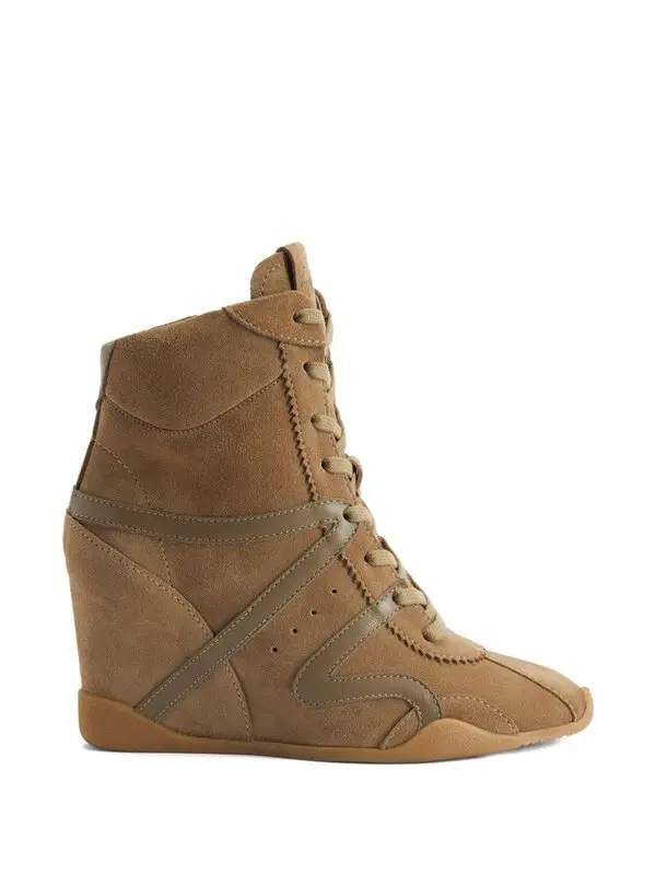 GIUSEPPE ZANOTTI Suede Leather Wedge Ankle Boots - Beige