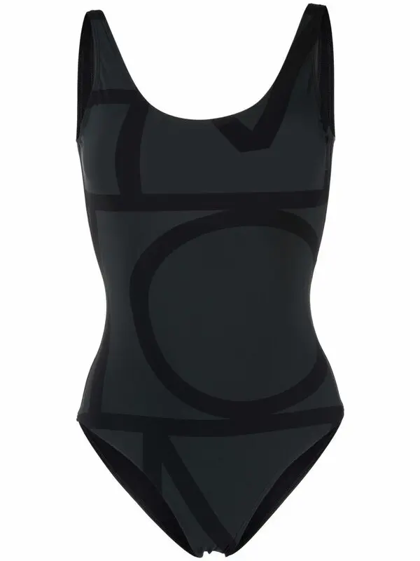 TOTEME Monogram One Piece Swimsuit - Black