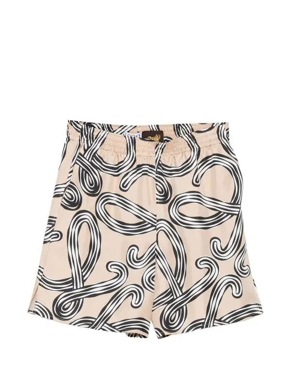 Loewe Printed Silk Shorts - Beige