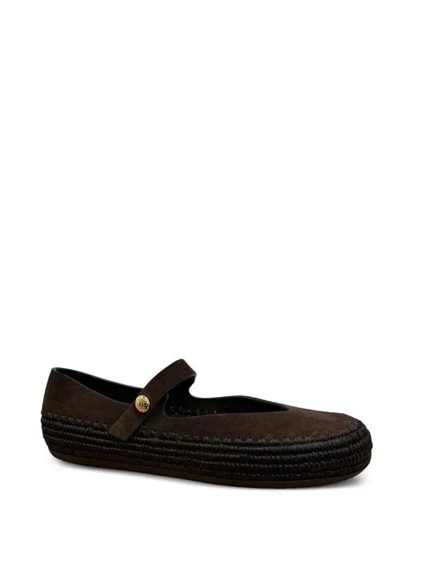 Loewe Rio Suede And Raffia Mary Janes - Brown