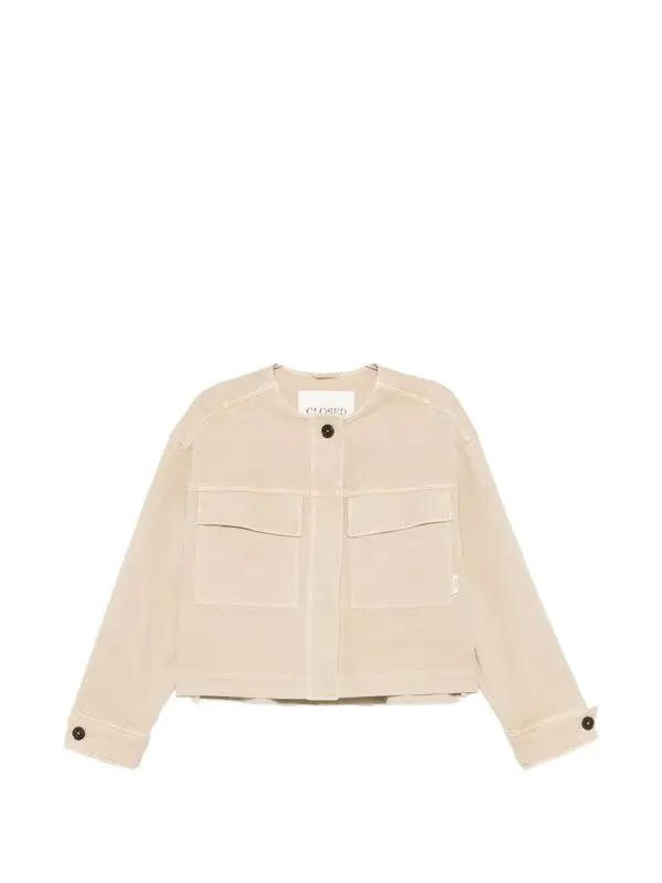Closed Cropped Utility Jacket - Beige
