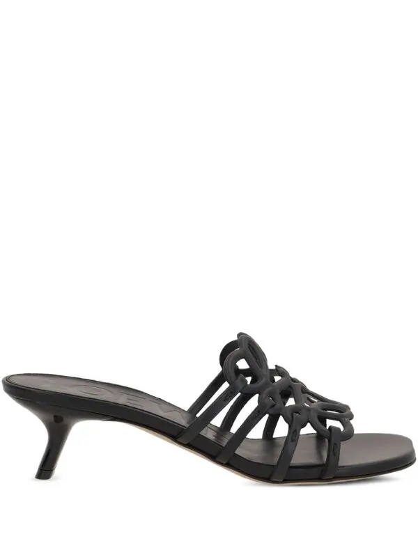 Loewe Petal Anagram Leather Sandals - Black