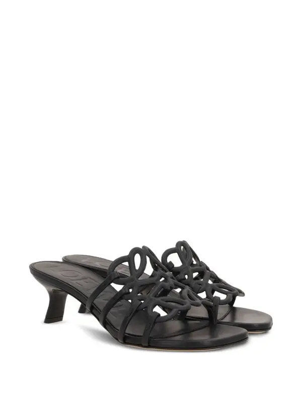 Loewe Petal Anagram Leather Sandals - Black