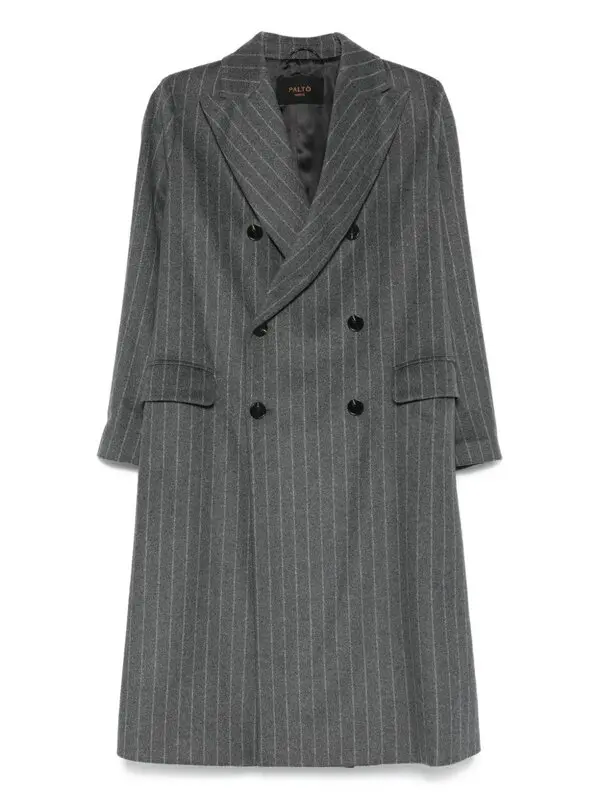 PALTO' Wool Double-breasted Pinstripe Coat