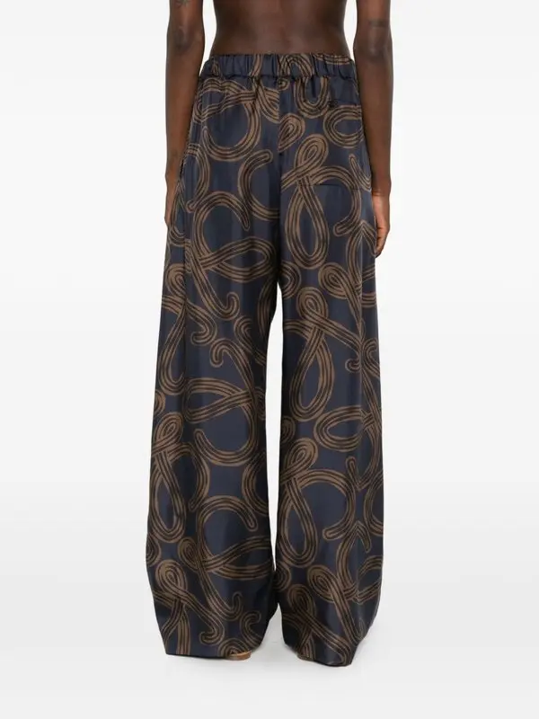 Loewe Printed Silk Trousers - Blue