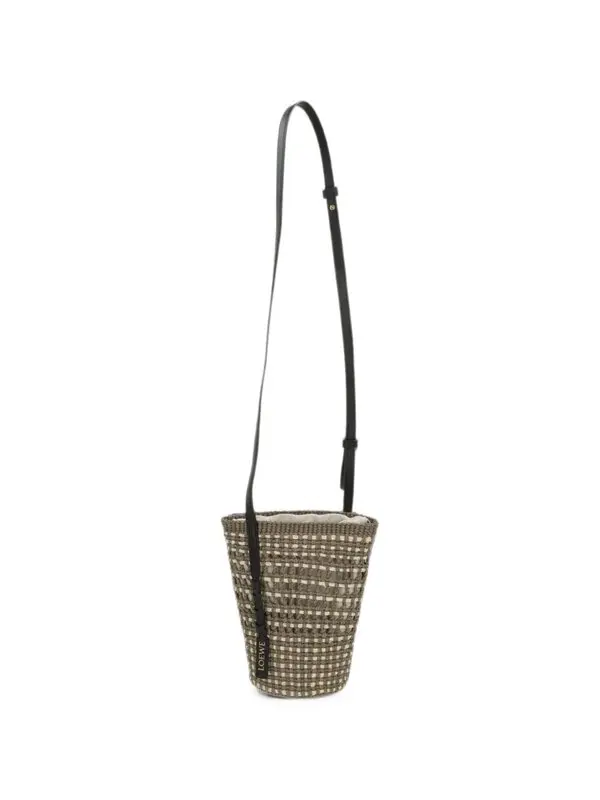 Loewe Braided Raffia Bucket Bag - Green