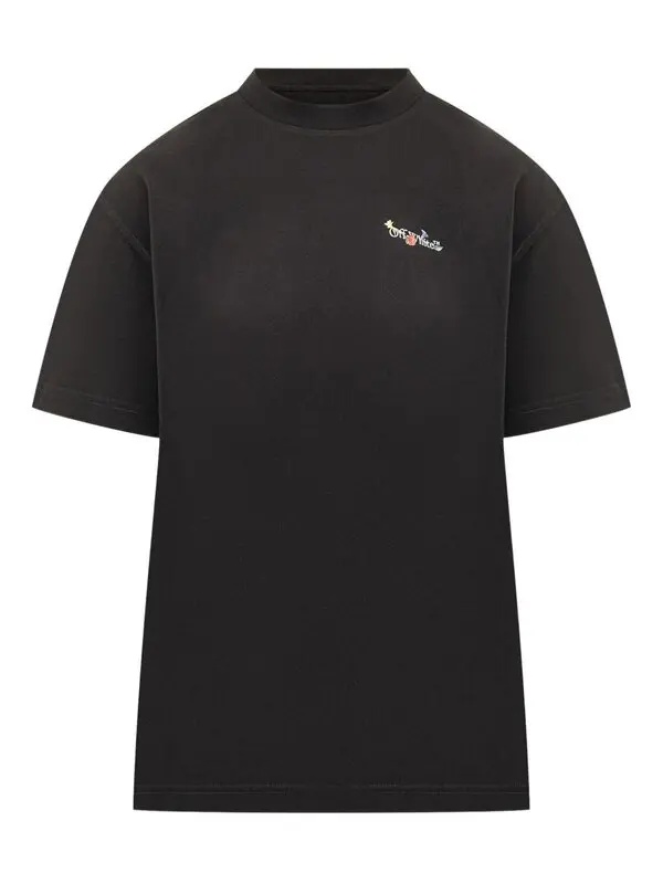 Off-White Arrow Glass Flower Cotton T-shirt - Black