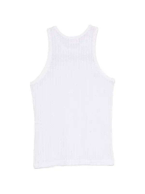 Closed Ribbed Cotton Tank Top - White