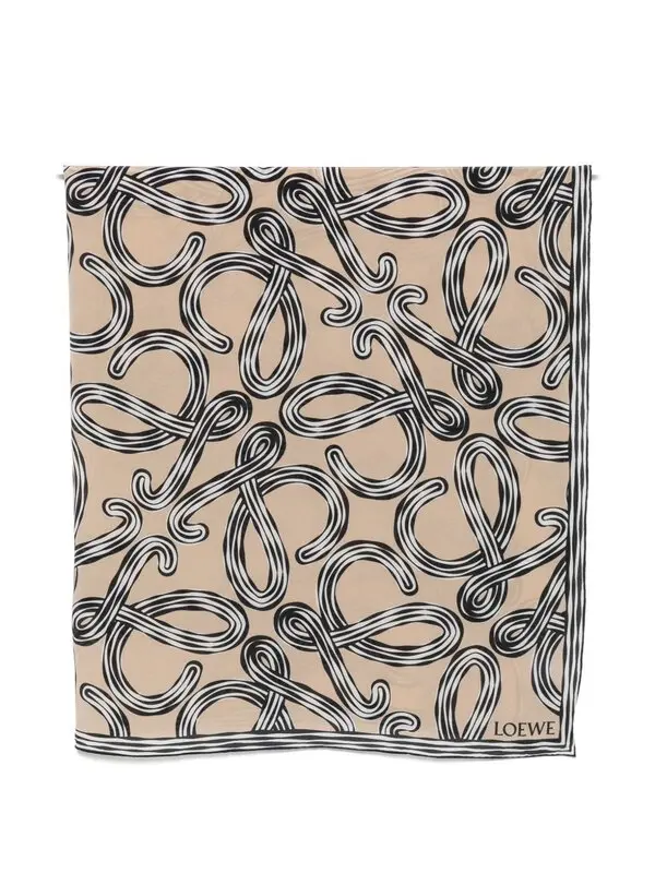 Loewe Printed Silk Scarf - Beige