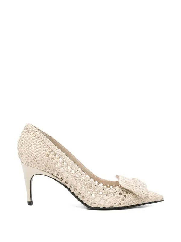 SERGIO ROSSI Woven Leather Pumps - Beige