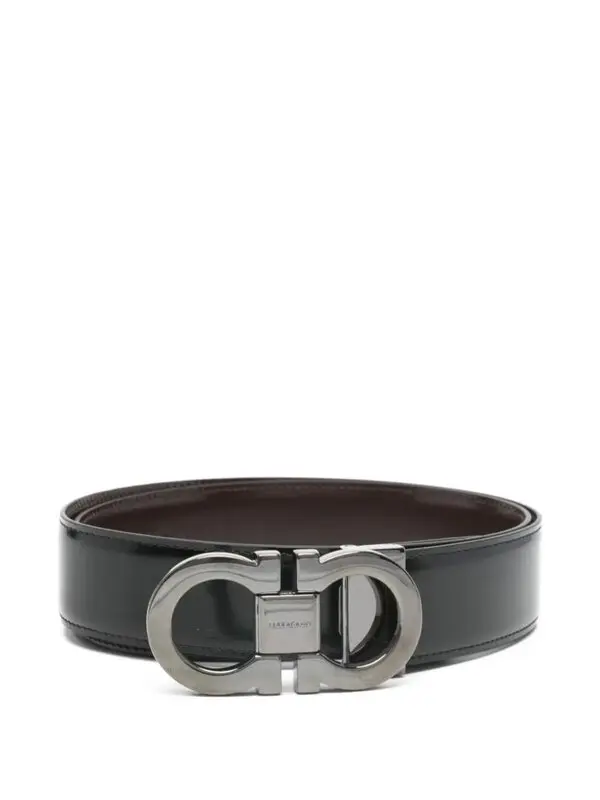 FERRAGAMO Gancini Leather Belt - Black