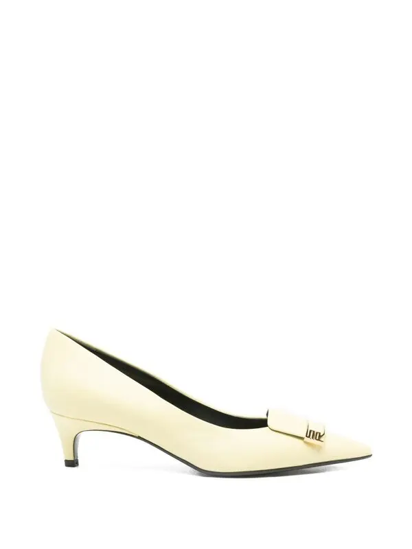 SERGIO ROSSI Leather Pointed Toe Kitten Heel Pumps