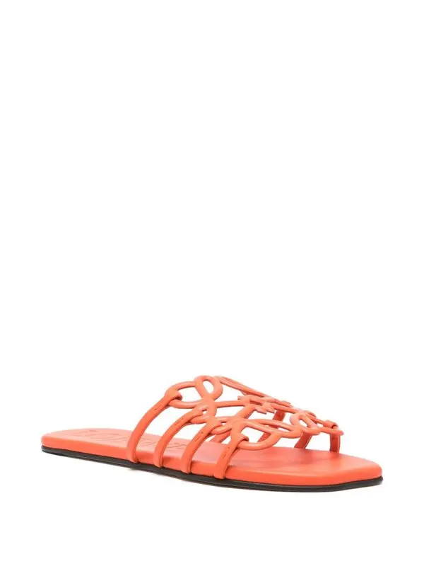 Loewe Petal Anagram Leather Slides - Orange