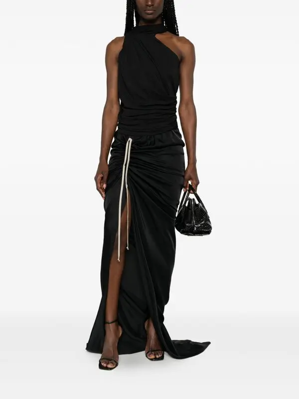 Rick Owens Asymmetric Draped Maxi Skirt - Black