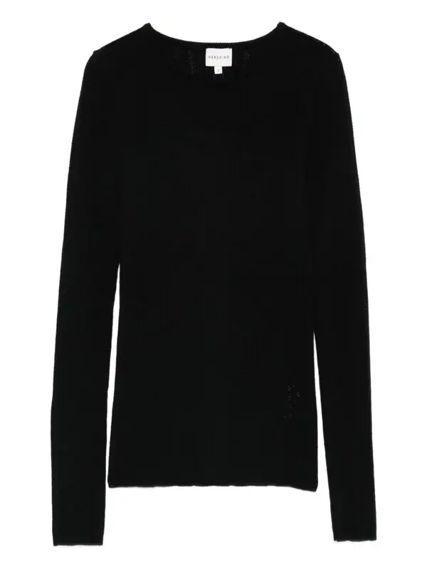 HERSKIND Wool Crewneck Sweater With Perforated Detailing