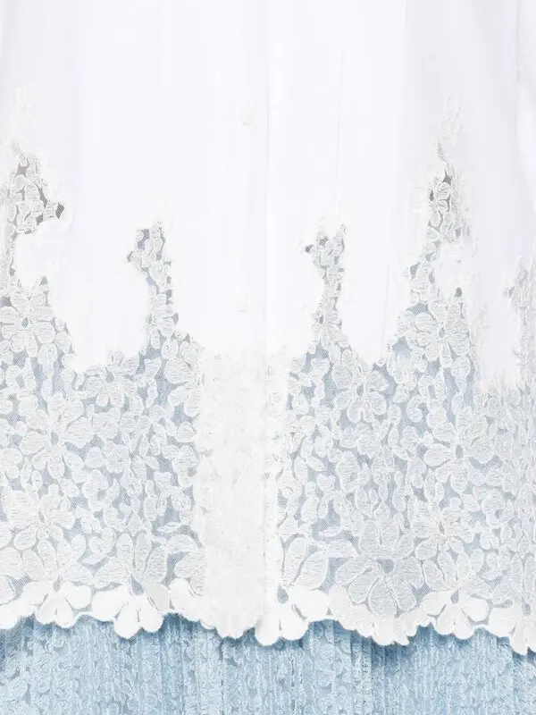 Ermanno Scervino Cotton Embroidered Shirt With Lace Detailing