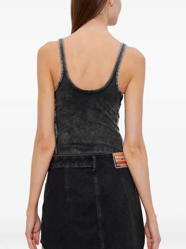 DIESEL® Cotton Bodysuit With Logo Patch - Black