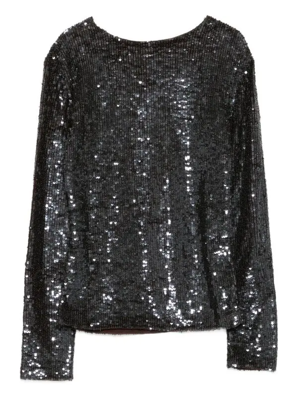 PAROSH Sequined Long Sleeve Top