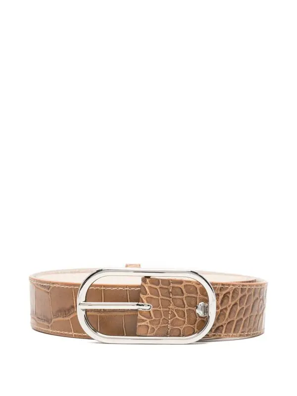 HERSKIND Hannah Leather Belt With Silver-tone Oval Buckle - Brown