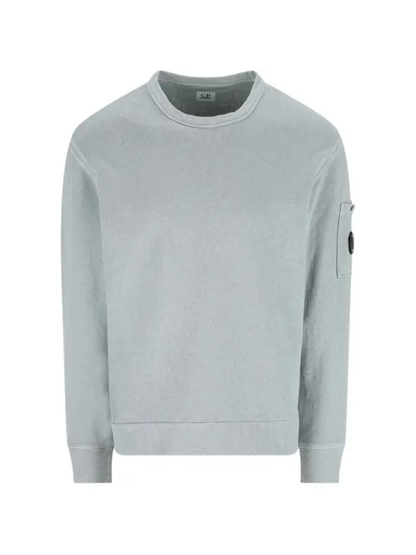 C.P. COMPANY Cotton Crewneck Sweatshirt With Sleeve Patch Pocket